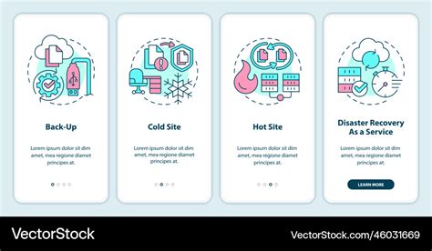 Types Of Disaster Recovery Onboarding Mobile App Vector Image