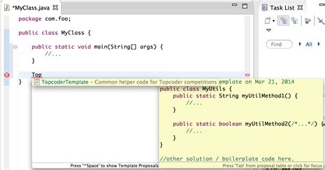 Can I Use Eclipse Templates To Insert Methods And Also Call Them