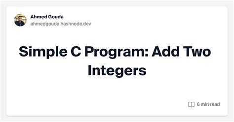 C Program Add Two Integers