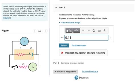 Solved When Switch S In The Figure Is Open The Voltmeter V