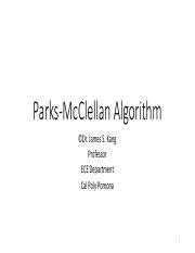 Parks McClellan Algorithm Pdf Parks McClellan Algorithm Dr James S