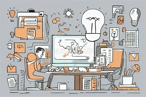 Creative Office Work Concept With Man Working At Desk Stock