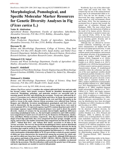Pdf Morphological Pomological And Specific Molecular Marker Resources For Genetic Diversity