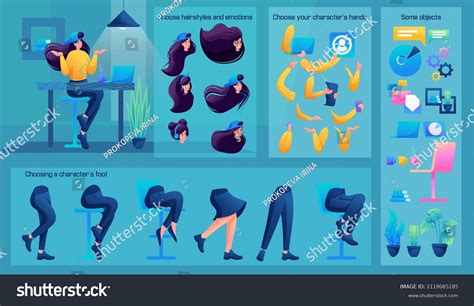Stylized Business Character Programmer Set Animation Stock Vector Royalty Free 2119065185