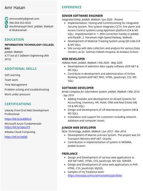 Amr Hasan Resume Pdf Microsoft Sql Server World Wide Web