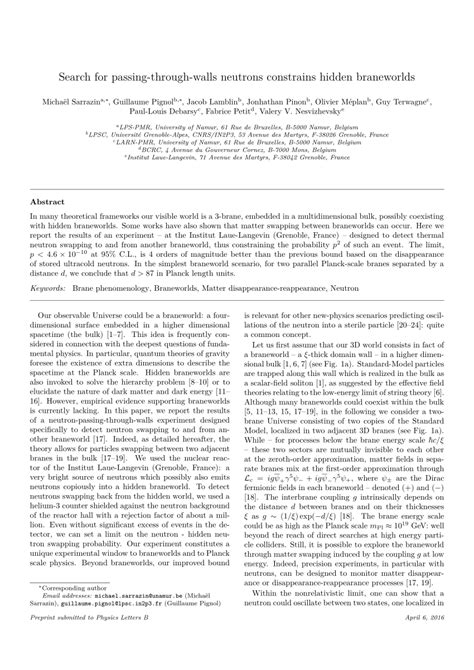 Pdf Search For Passing Through Walls Neutrons Constrains Hidden