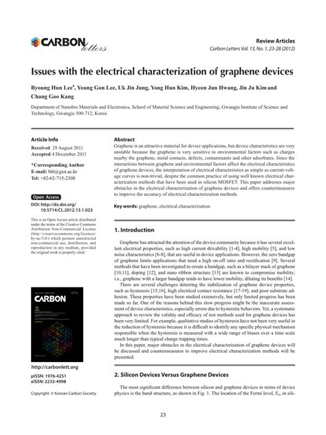 Pdf Issues With The Electrical Characterization Of Graphene Devices