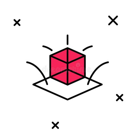 Filled Outline 3d Modeling Icon Isolated On White Background Augmented Reality Or Virtual