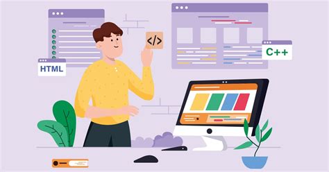 Programming Software Violet Background Concept Illustrations Ft Flat And People Envato