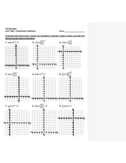 Exponential And Logarithmic Functions Pre Calculus Unit 7 Pdf Tpt