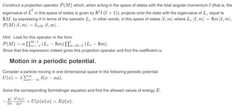 Solved Construct A Projection Operator P M Which When