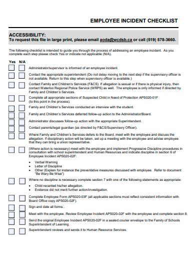 Free 33 Incident Checklist Samples In Pdf Ms Word