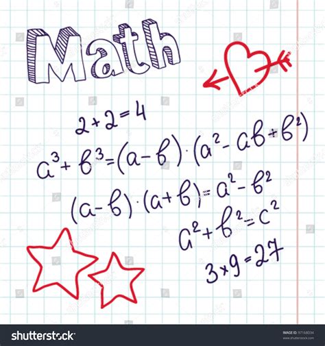 Hand Draw Math Equations Stock Vector Illustration 97168034 Shutterstock