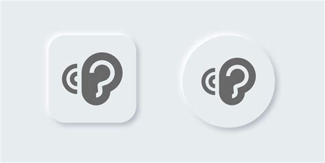 Hearing Solid Icon In Neomorphic Design Style Noice Signs Illustration