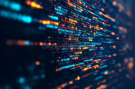 Colorful Binary Code Flowing On Dark Background Representing Data