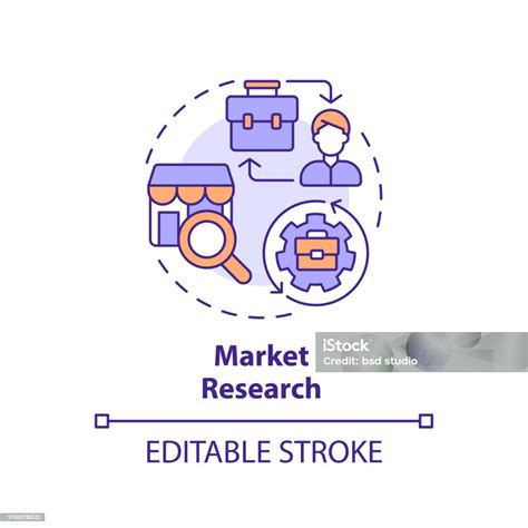 2d Colorful Thin Linear Icon Market Research Concept Stock Illustration Download Image Now