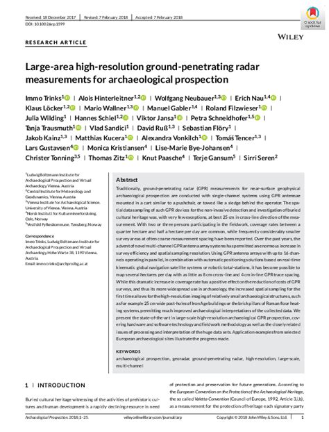 Pdf Large Area High Resolution Ground Penetrating Radar Measurements For Archaeological