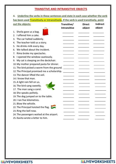 Transitive And Intransitive Verbs Exercises