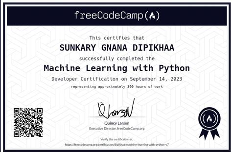 S Gnanadipikhaa On Linkedin Machinelearning Python Certification Freecodecamp Datascience