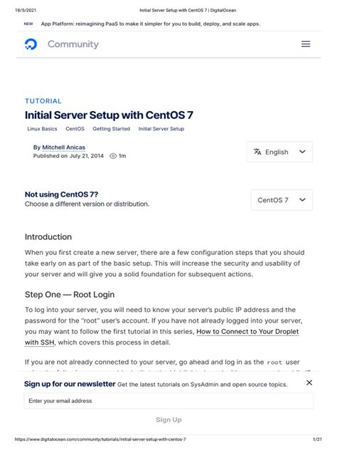 Initial Server Setup With Centos 7 Digitalocean Pdf Superuser