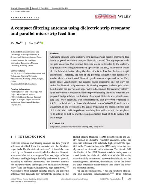 A Compact Filtering Antenna Using Dielectric Strip Resonator And Parallel Microstrip Feed Line