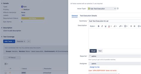 Xray 8110 When Creating A Test Execution From A Requirement The Assignee User Picker Throws An