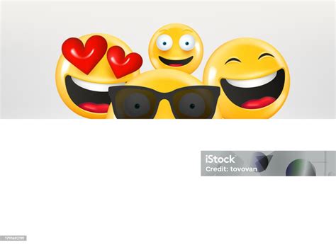 웃고 웃는 이모티콘 복사 공간이 있는 3d 벡터 일러스트 레이 션 3차원 형태에 대한 스톡 벡터 아트 및 기타 이미지 3차원 형태 감정 개념 Istock