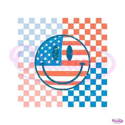 American Checkered Flag Smiley Face Svg Cutting Digital File Oladino