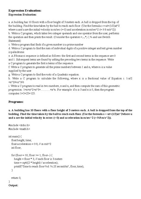 jntuh r23 pps lab manual week 3 expression evaluation expression