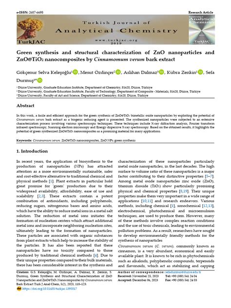Zno Tio2 With Green Pdf Zinc Oxide Nanoparticle