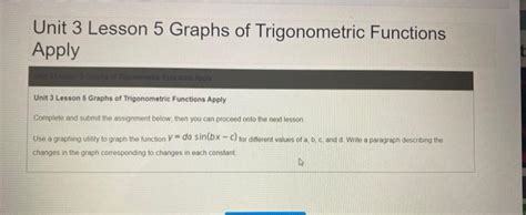 Solved Unit 3 Lesson 5 Graphs Of Trigonometric Functions Chegg Com