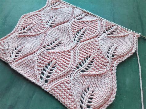 Вариант вязания спицами узора Листья Вязание спицами Cozyhands Дзен