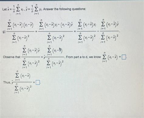 Solved Let xˉ n i nxi yˉ n i nyi Answer the following Chegg com