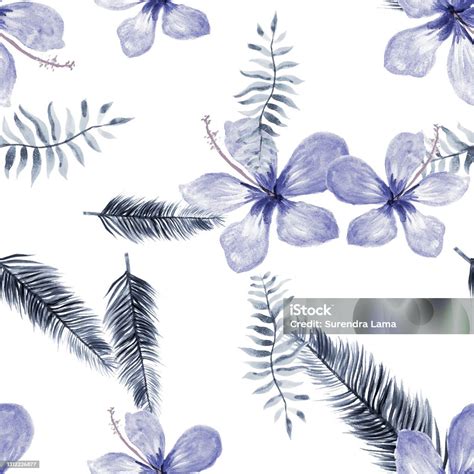 코발트 원활한 페인팅 백색 패턴 식물 회색 열대 단풍 블루 플라워 리프 인디고 드로잉 섬유 해군 수채화 잎 봄 단풍 파란색에