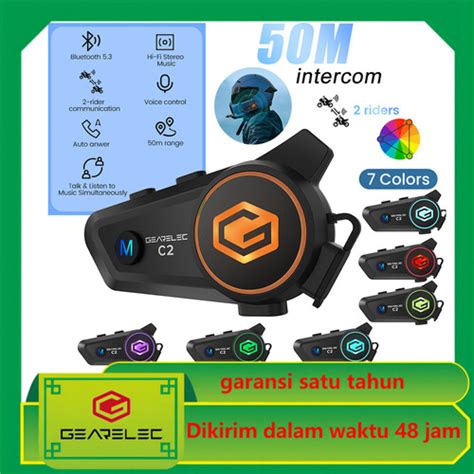 Promo Gearelec C2 Bluetooth Helm Sepeda Motor 2 Orang Intercom Headset C2 Tidak Control