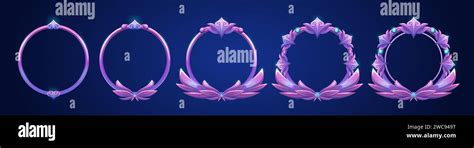 Avatar Frame Or Menu Banner For Game Level Rank Ui Design Cartoon Vector Set Of Evolution
