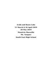Acids And Bases Lab Report Docx Acids And Bases Labs March April May
