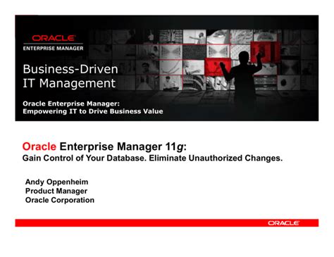 Oracle Enterprise Manager 11g Gain Control Of Your Database