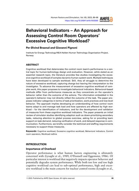Pdf Behavioral Indicators An Approach For Assessing Nuclear Control