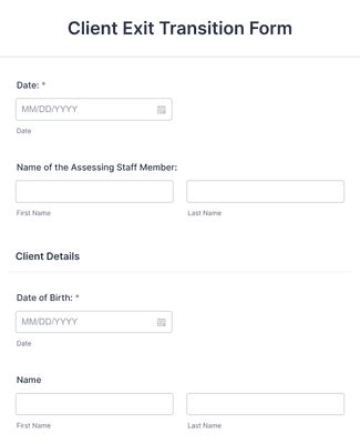 Client Exit Transition Form Template Jotform
