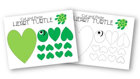 Free Printable Cut And Paste Heart Turtle Craft Simple Mom Project