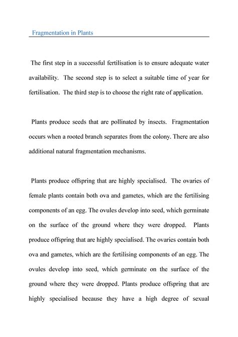Fragmentation In Plants The Second Step Is To Select A Suitable Time Of Year For Fertilisation