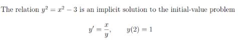 Solved The Relation Y2 X23 Is An Implicit Solution To The Chegg Com