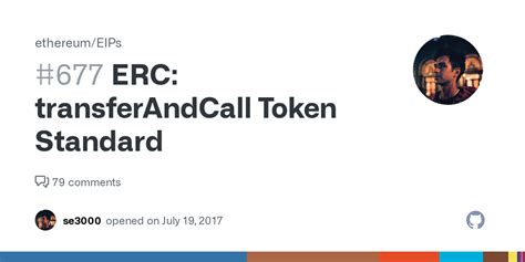 ERC TransferAndCall Token Standard Issue Ethereum EIPs GitHub