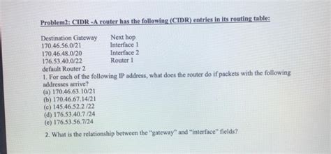 Solved Problem2 Cidr A Router Has The Following Cidr