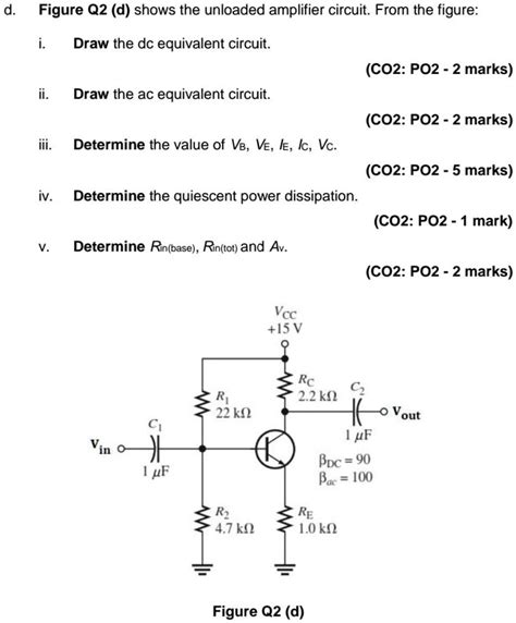 solved figure q2 d shows the unloaded amplifier circuit from the