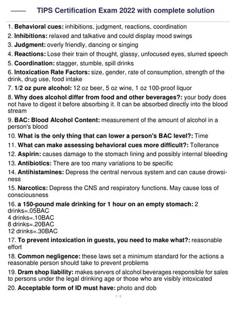 Tips Certification Exam 2022 With Complete Solution Tips Certification Stuvia Us