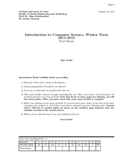computer science final exam 2012 pdf theory of computation algebra