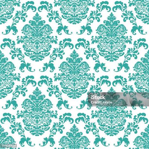 빈티지 클래식 장식입니다 원활한 다마스크 패턴 우아한 클래식 감촉 럭셔리 로얄 빅토리아 바로크 양식의 요소 직물 직물 벽지에 적합합니다 꽃 벡터 배경입니다 0명에 대한 스톡