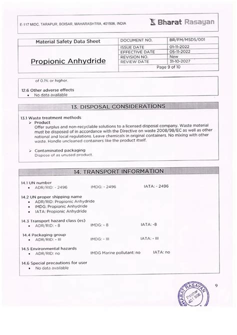 Propionic Anhydride Cas Number 123 62 6 99 200 Kg At ₹ 250 Kg In Palghar